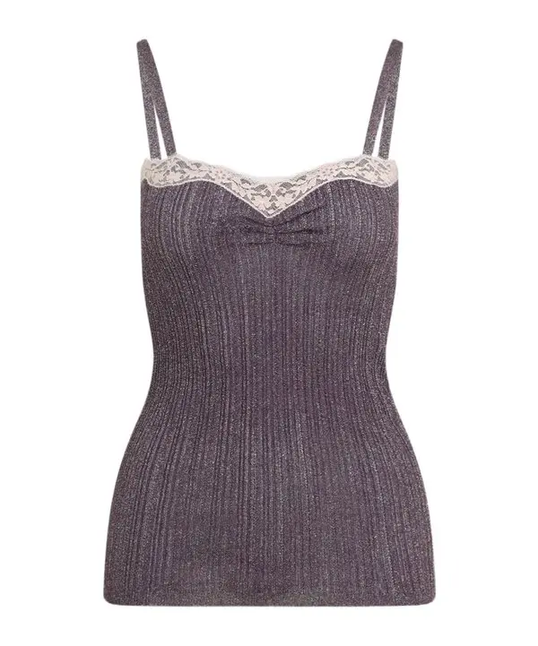 Valentino Garavani Lace-trimmed Lurex Knit Camisole - Black
