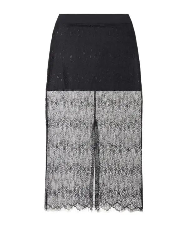 THE FRANKIE SHOP Alrose Lace Midi Skirt - Black