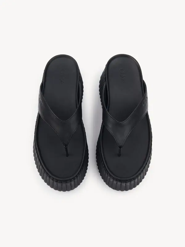 Chloé Calfskin Platform Ridged-sole Sandals - Black
