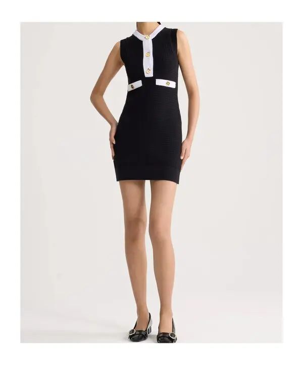 PATOU Sleeveless Contrast Trim Knit Dress