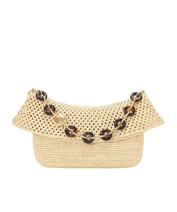 Loewe Medium Woven Raffia Bag With Detachable Strap - Natural