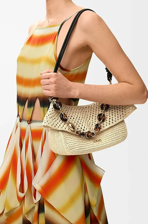 Loewe Medium Woven Raffia Bag With Detachable Strap - Natural