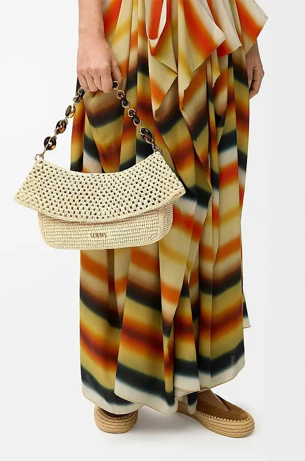 Loewe Medium Woven Raffia Bag With Detachable Strap - Natural