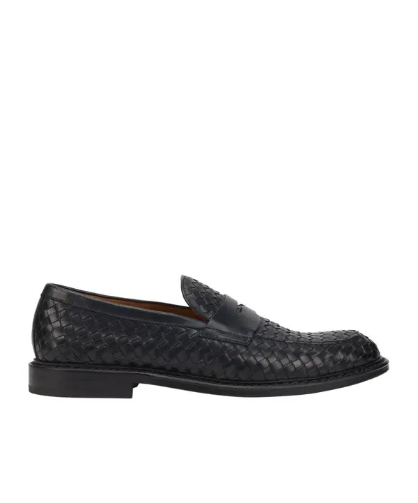 DOUCAL'S Woven Penny Loafers - Black