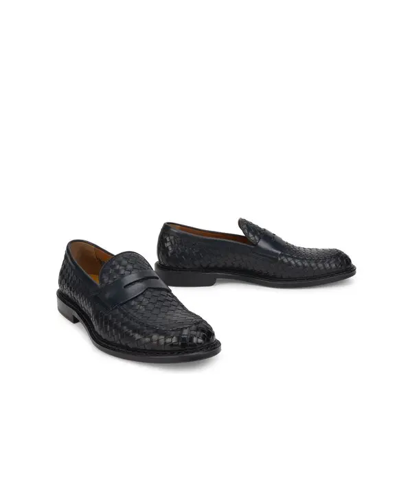 DOUCAL'S Woven Penny Loafers - Black