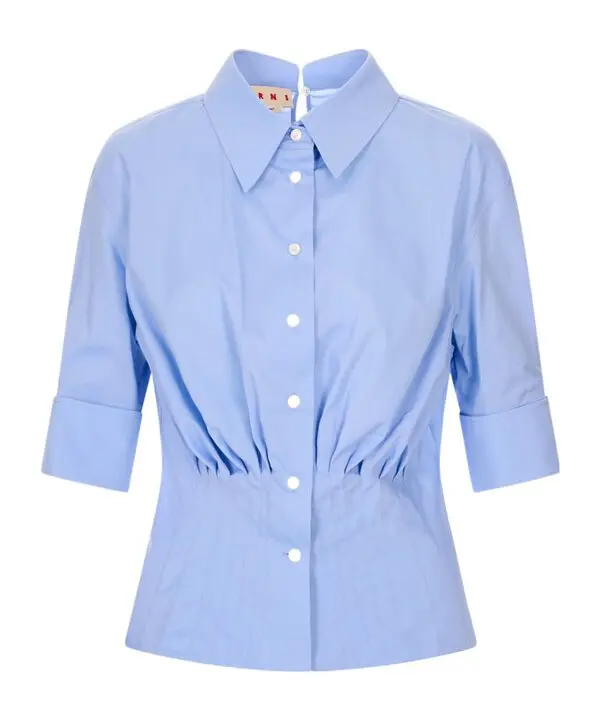 Marni Gathered Button-up Shirt - Blue