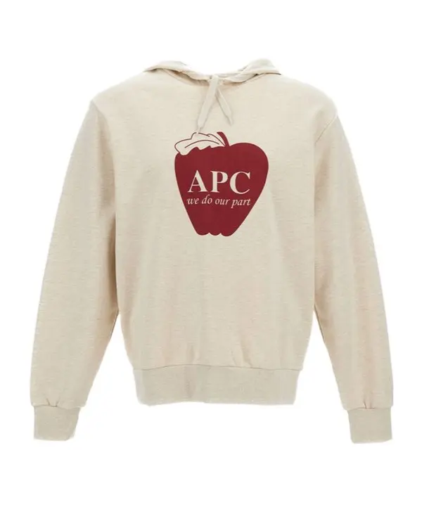A.p.c. Logo Printed Drawstring Hoodie - Nude
