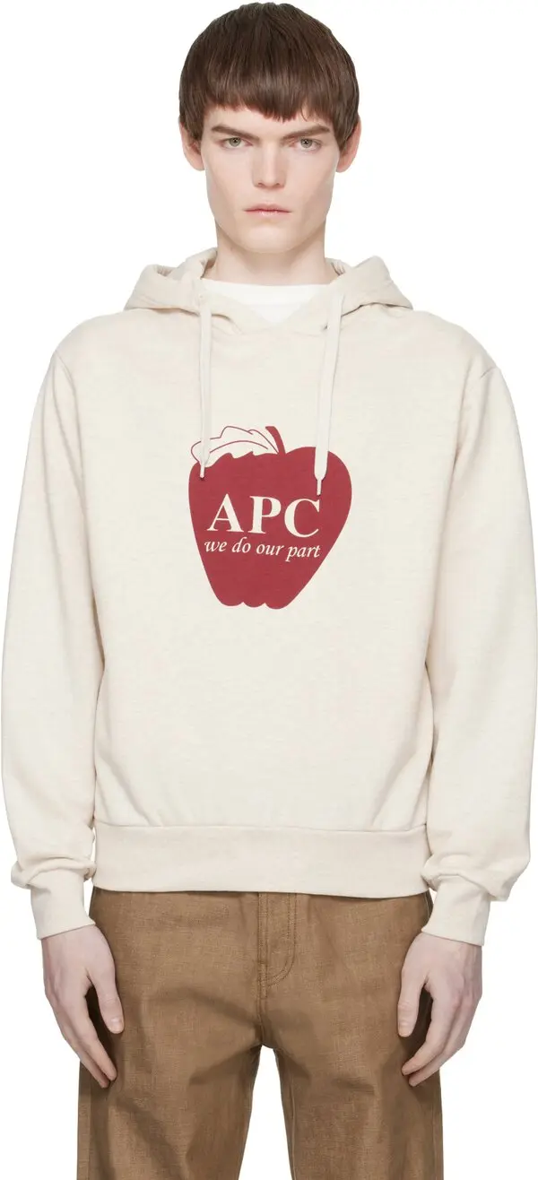 A.p.c. Logo Printed Drawstring Hoodie - Nude