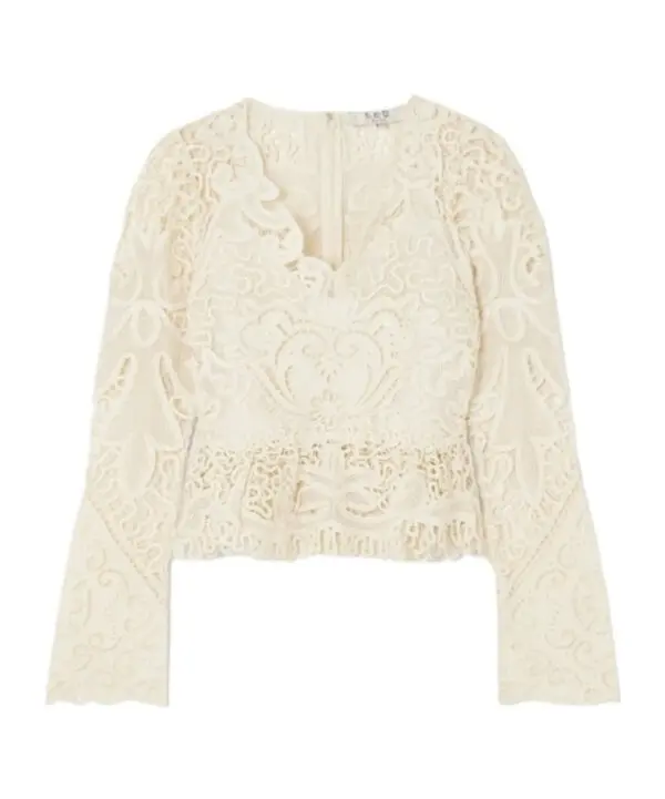 Sea Lace Top With Scalloped Edges And Lotus Leaf Waist