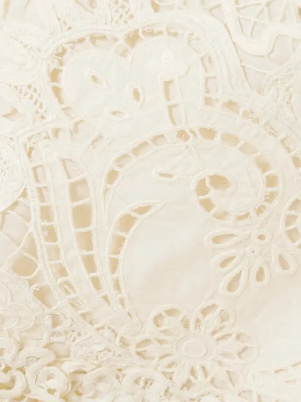 Sea Lace Top With Scalloped Edges And Lotus Leaf Waist