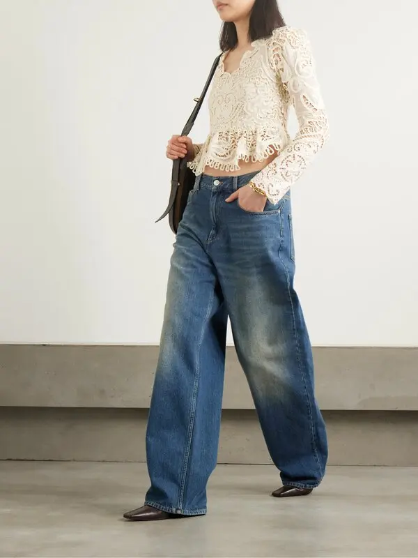 Sea Lace Top With Scalloped Edges And Lotus Leaf Waist