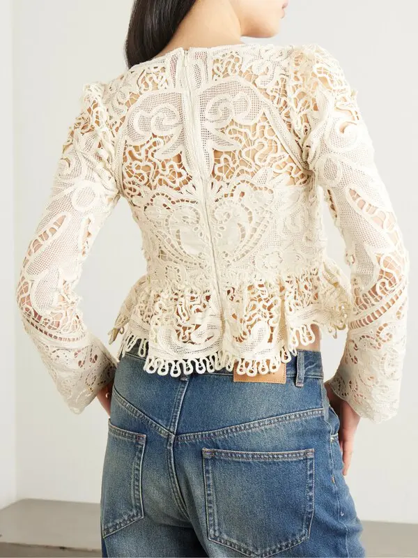Sea Lace Top With Scalloped Edges And Lotus Leaf Waist