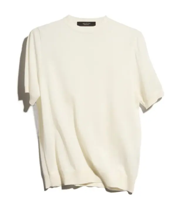 Gucci Fine Knit Crewneck Top With Embroidered Crest