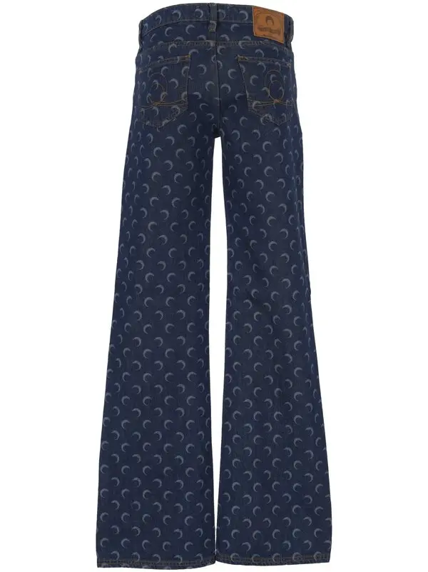 MARINE SERRE Moon Print Bootcut Jeans - Midnight Blue