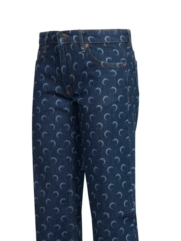 MARINE SERRE Moon Print Bootcut Jeans - Midnight Blue