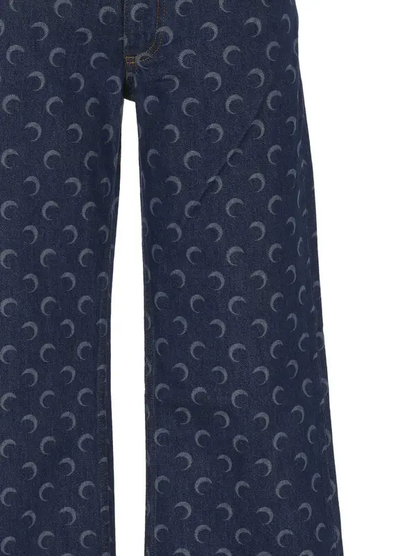 MARINE SERRE Moon Print Bootcut Jeans - Midnight Blue