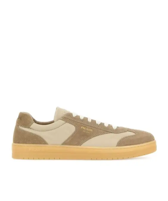 Prada Round-toe Lace-up Sneakers - Desert Yellow