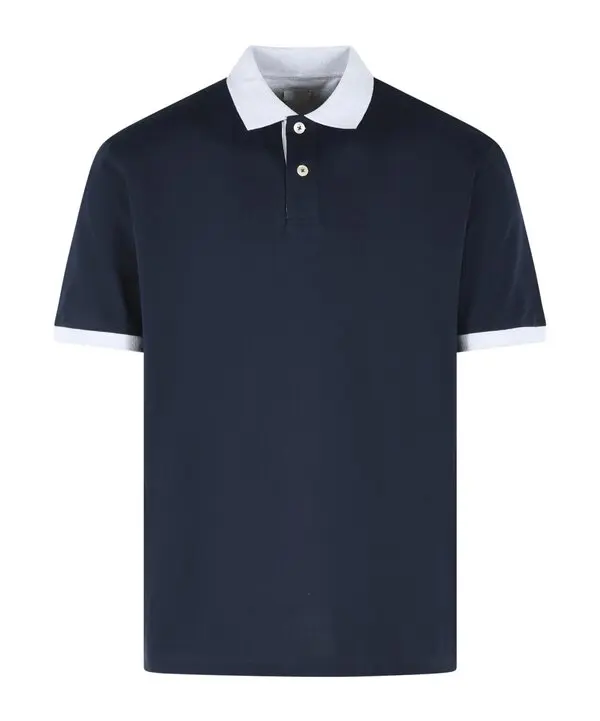 Eleventy Contrast-trim Polo Shirt - Black