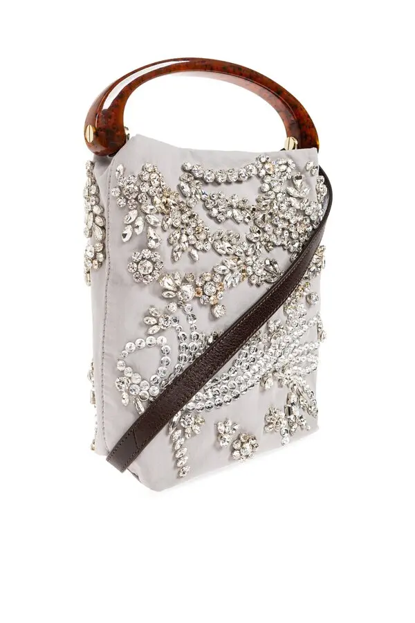 Dries Van Noten Embellished Shoulder Bag With Sculptural Handle