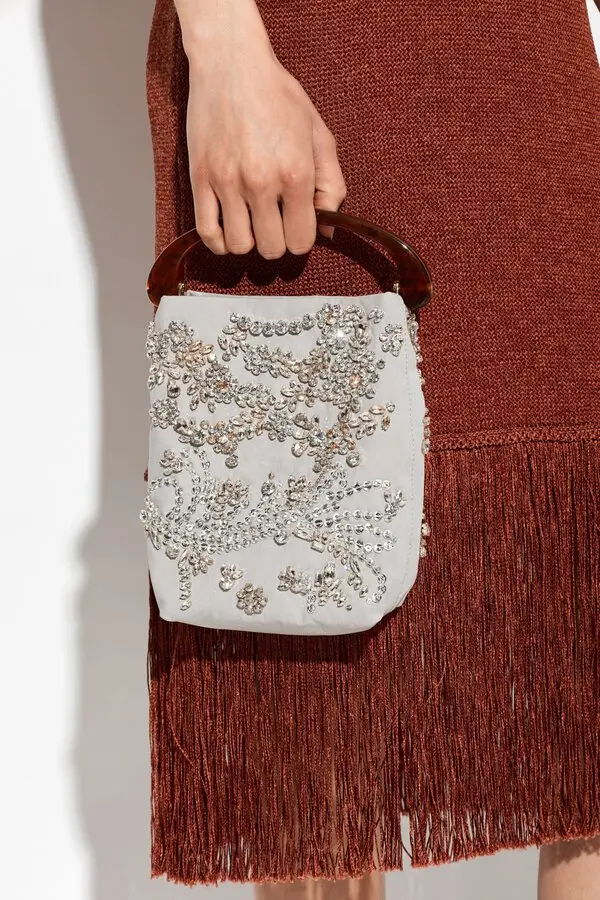Dries Van Noten Embellished Shoulder Bag With Sculptural Handle