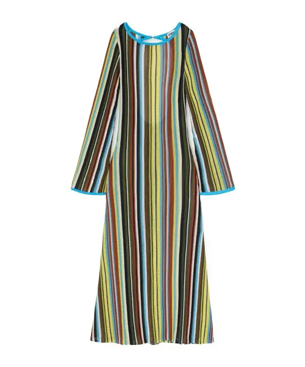 Staud Lorena Multicolor Striped Knit Dress With Open Back - Multi-color