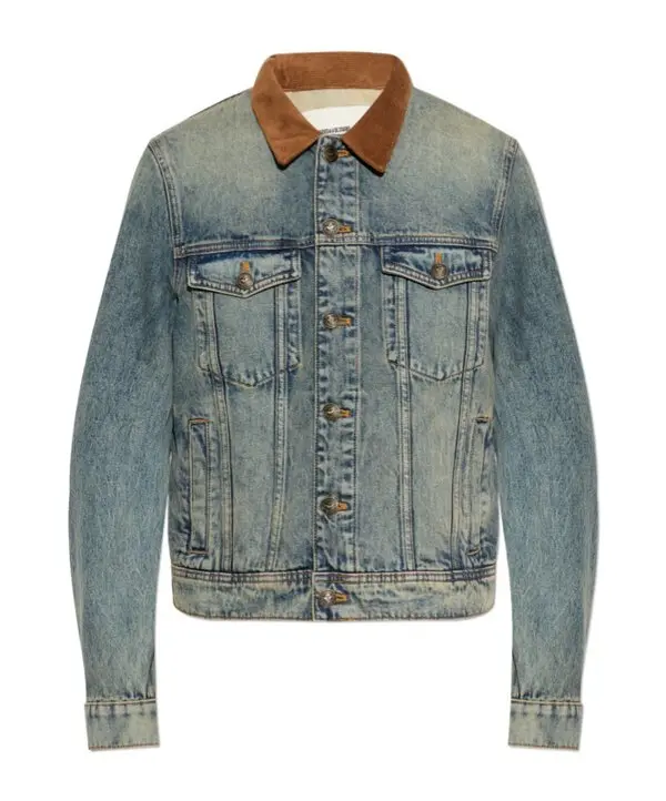 Zadig&Voltaire Corduroy Collar Denim Jacket - Light Blue