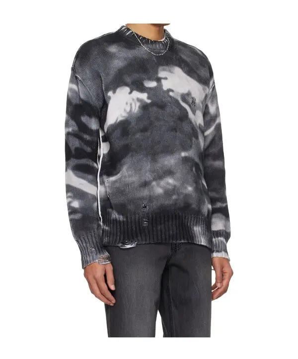 Amiri Distressed Camouflage Crew Neck Sweater