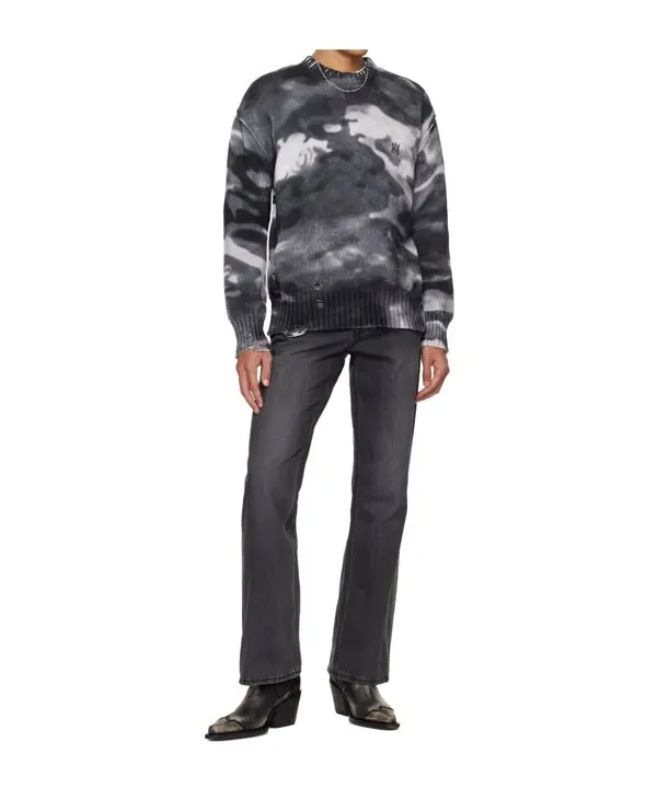 Amiri Distressed Camouflage Crew Neck Sweater