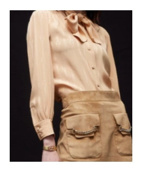 Gucci Interlocking G Chain Silk Jacquard Shirt With Self-tie Bow - Beige