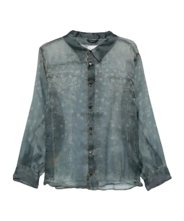 HAIKURE Maya Silk Shirt With Lapel Neck And Printed Pattern - Gray