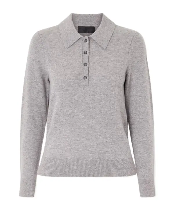 NILI LOTAN Long-sleeved Polo Shirt - Gray