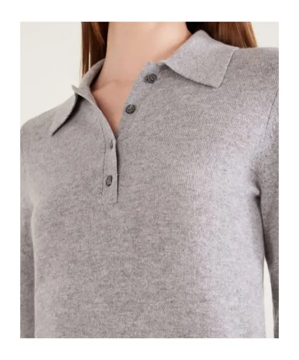 NILI LOTAN Long-sleeved Polo Shirt - Gray