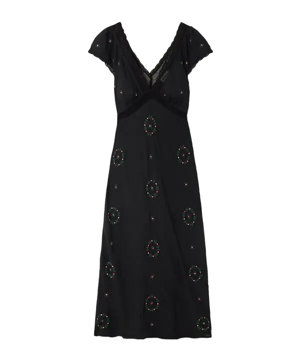 Rixo Iggy Lace-trimmed Embroidered Voile Midi Dress