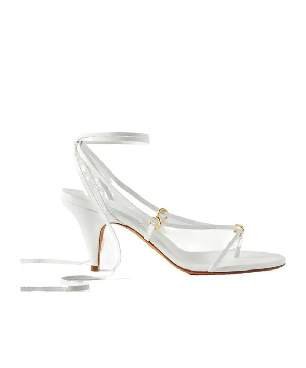 Khaite Strappy Leather Sandals With Gold Tone Hardware - White
