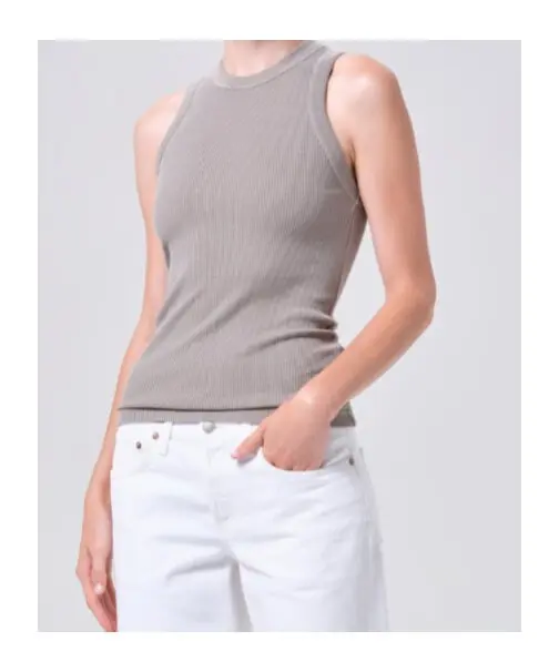 AGOLDE Leigh Ribbed Tank Top - Gray
