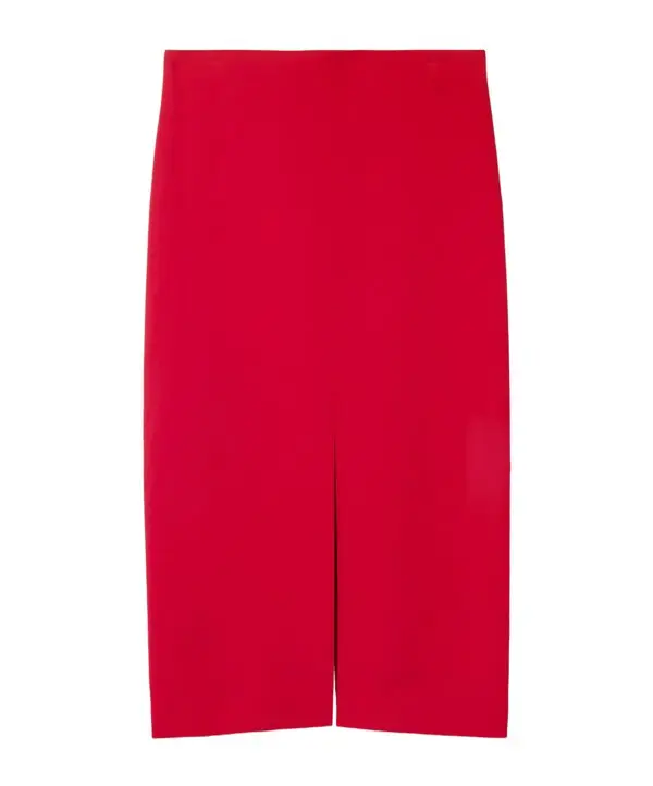 Carven Crepe Midi Skirt With Front Split