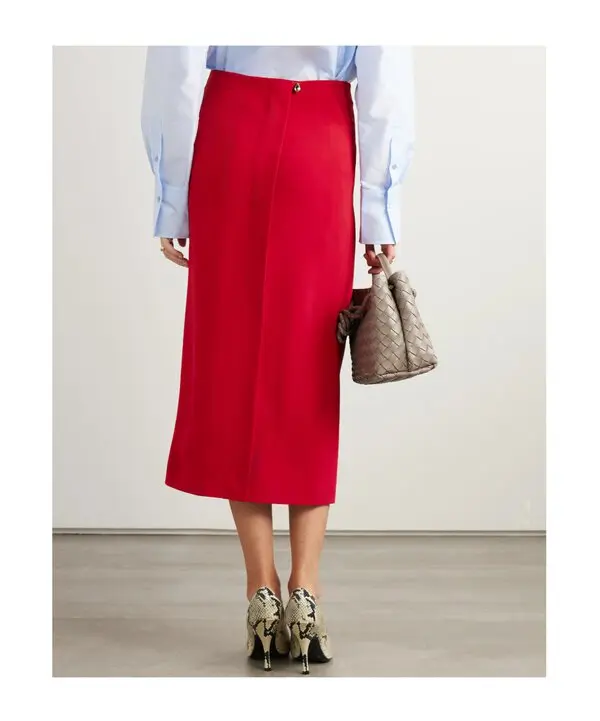 Carven Crepe Midi Skirt With Front Split