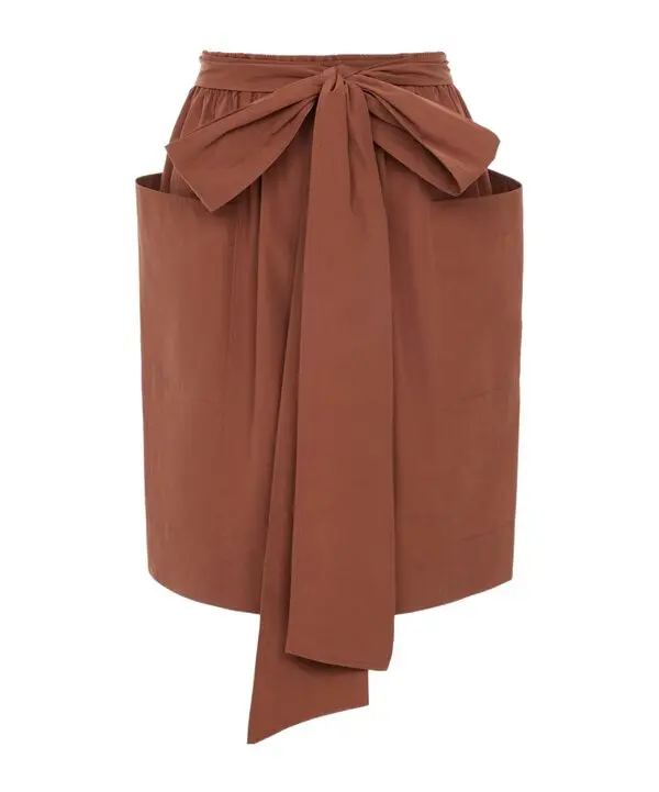 Chloé Bow-detail Patch-pocket Pencil Skirt - Pure Brown