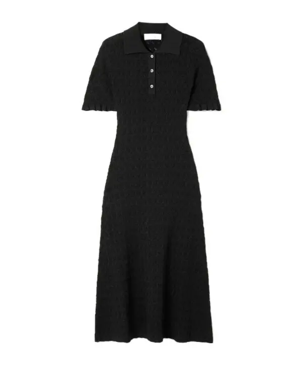 Sea Pointelle-knit Midi Dress - Black