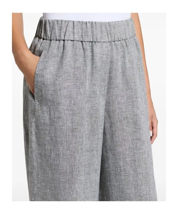 Peserico Elasticated Waist Wide Leg Trousers - Gray