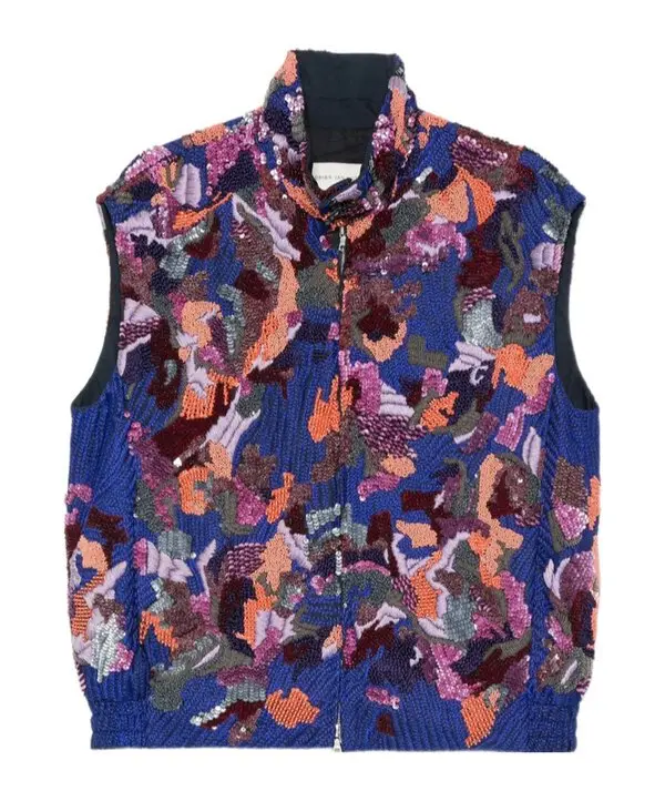 Dries Van Noten Embellished Zipper Vest - Multicolor