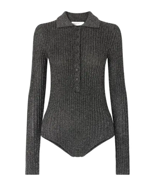 THE FRANKIE SHOP Solana Ribbed Knit Bodysuit - Metallic Color