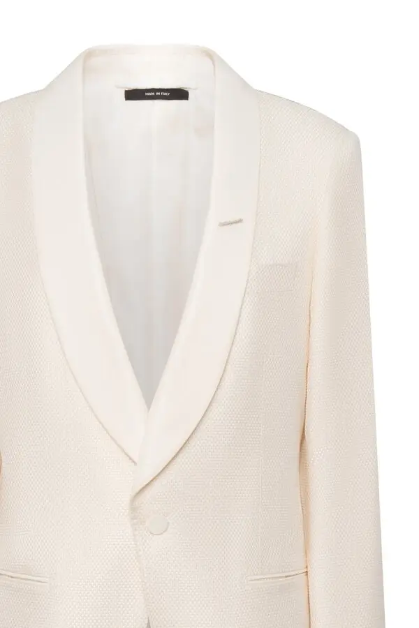 TOM FORD Long-sleeved Single-breasted Shawl Lapel Blazer - White