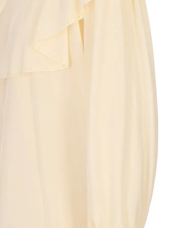 Chloé Ruffled Lace-trim Blouse - Nude