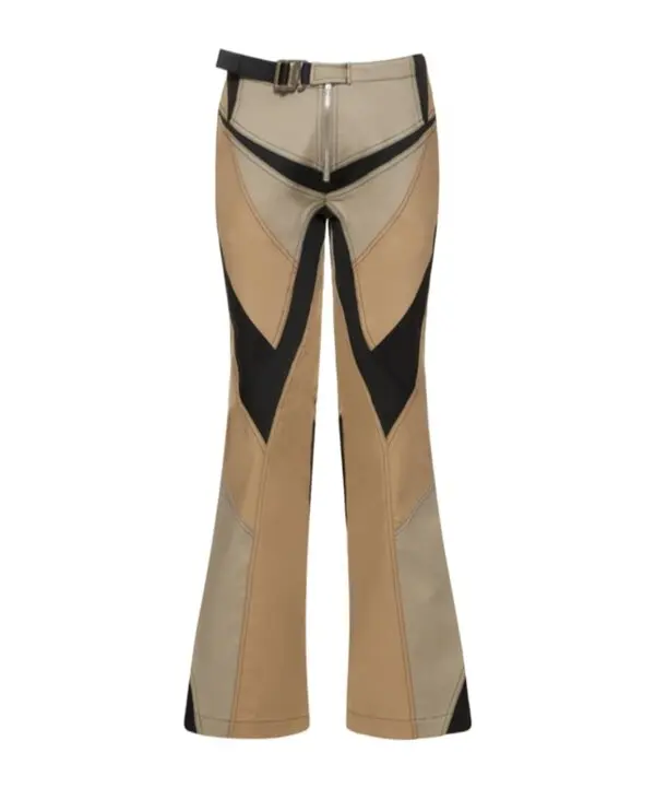 DION LEE Patchwork Rider Straight Leg Pants With Belt