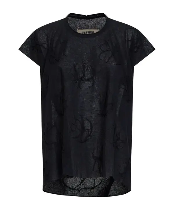 UMA WANG Polka Dot Fine Knit Short-sleeved T-shirt
