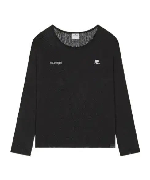 COURREGES Long-sleeve Logo Top - Black
