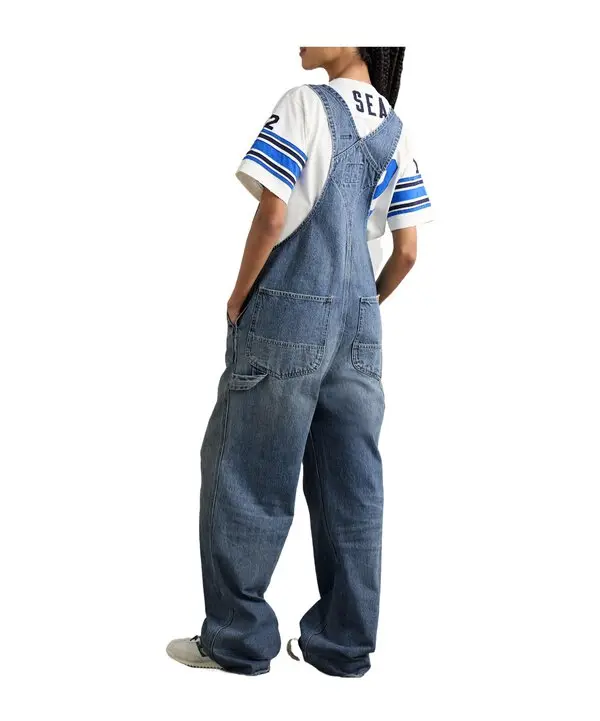 R13 Frayed Denim Overalls - Blue