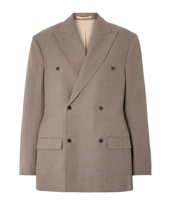 Carven Double-breasted Wool Blazer - Gray