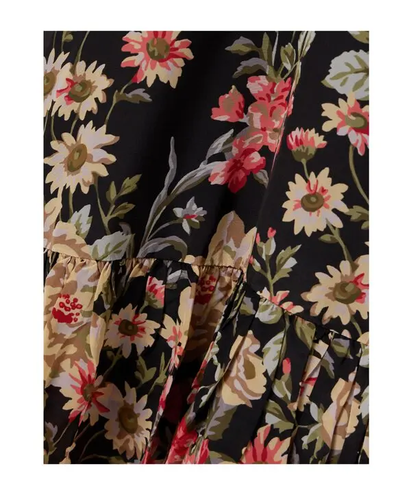 Sea Ruffled Floral Print Midi Dress